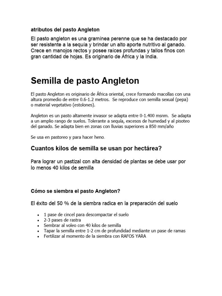 Docx | PDF | Pasto | Botánica