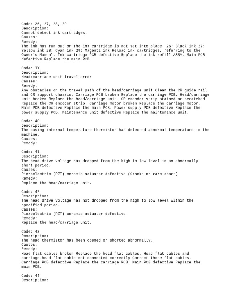 DCP353C Error Codes | PDF | Image Scanner | Printed Circuit Board