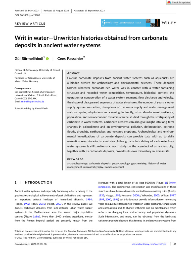 Geoarchaeology - 2023 - S Rmelihindi - Writ in Water Unwritten ...