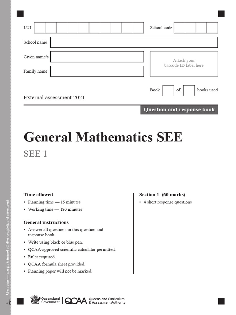 SEE General Math SEE 1 Question Stimulus | PDF | Least Squares ...