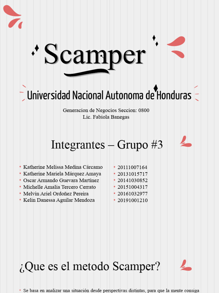 Presentacion Grupo 3 - SCAMPER | PDF | Business | Negocios económicos