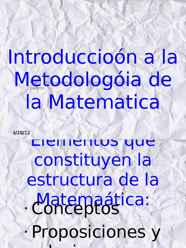Introducción a la Metodología de la Matemática | Axioma | Prueba matemática