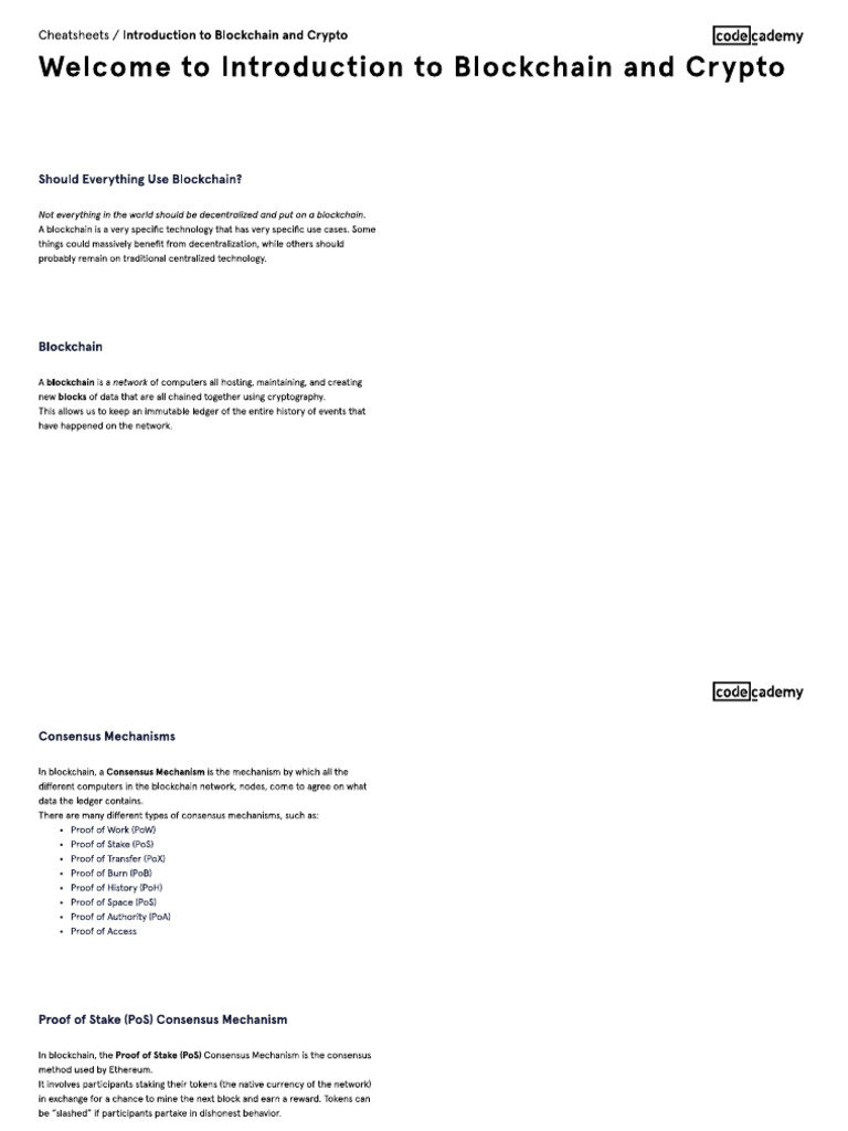 Blockchain Cheat Sheet | PDF