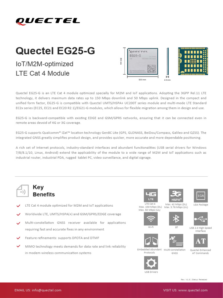 Quectel_EG25-G_LTE_Standard_Specification_V1.3 | PDF | Lte (Telecommunication) | General Packet ...