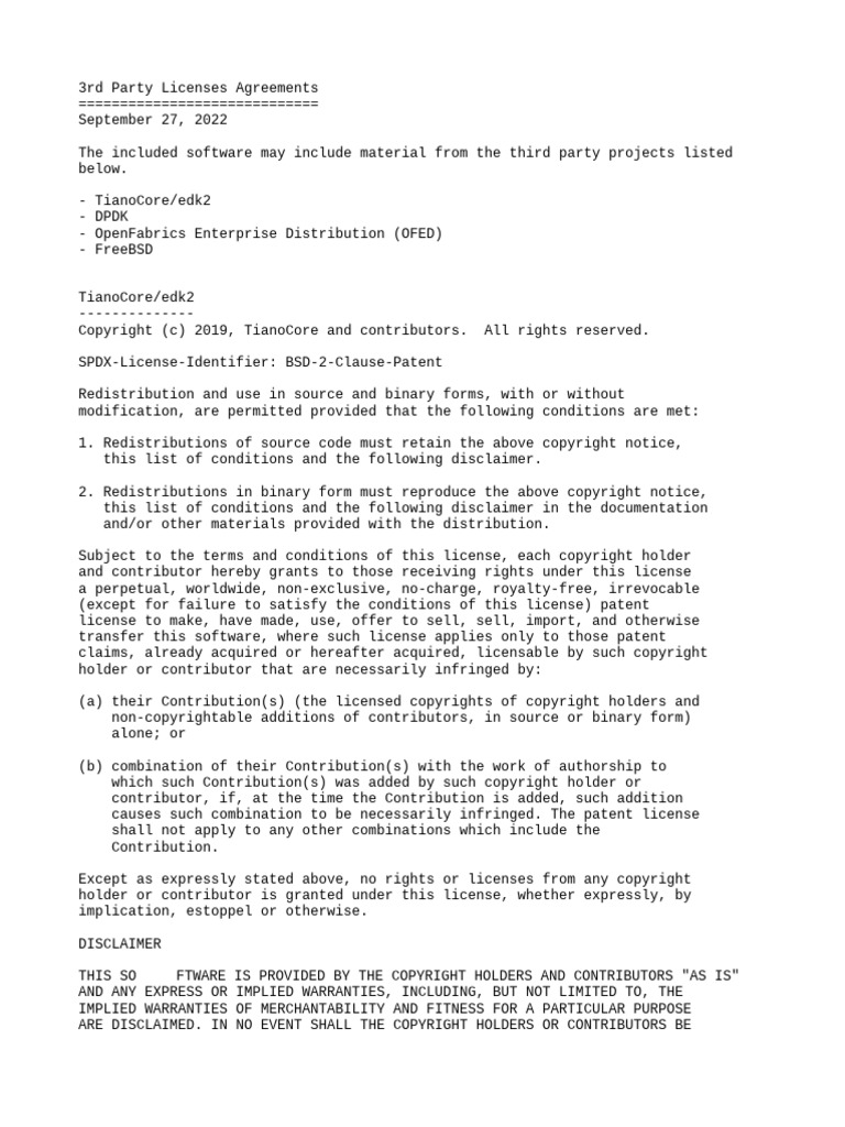 3rd Party Licenses BSD | PDF | Disclaimer | Copyright