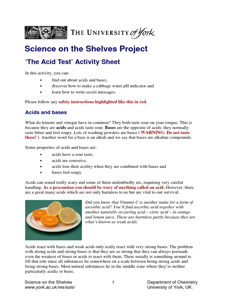 The Science Project - Acid Test - 2022 | PDF | Acid | Ph