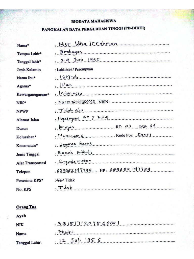 Biodata 1 | PDF