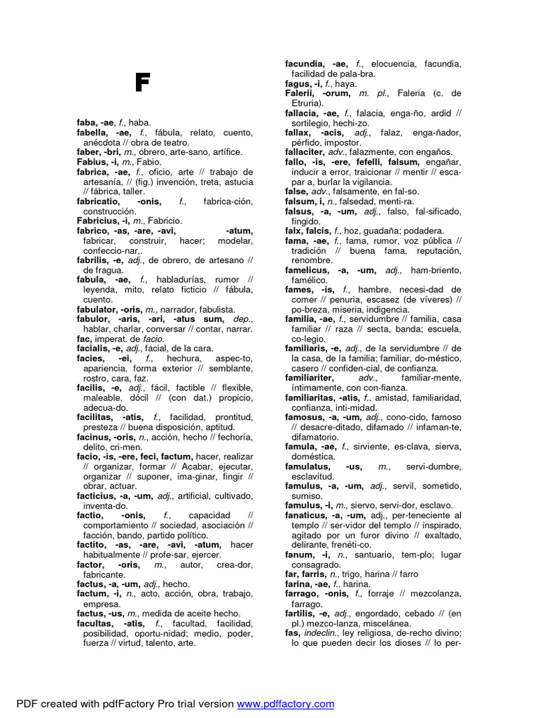 Diccionario Latin F | PDF