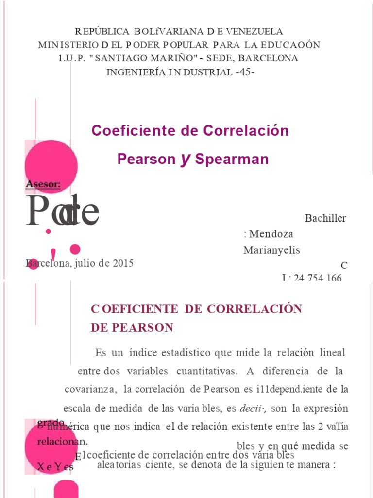 Correlacion de Pearson y Spearman 50275209 | PDF | Coeficiente de ...