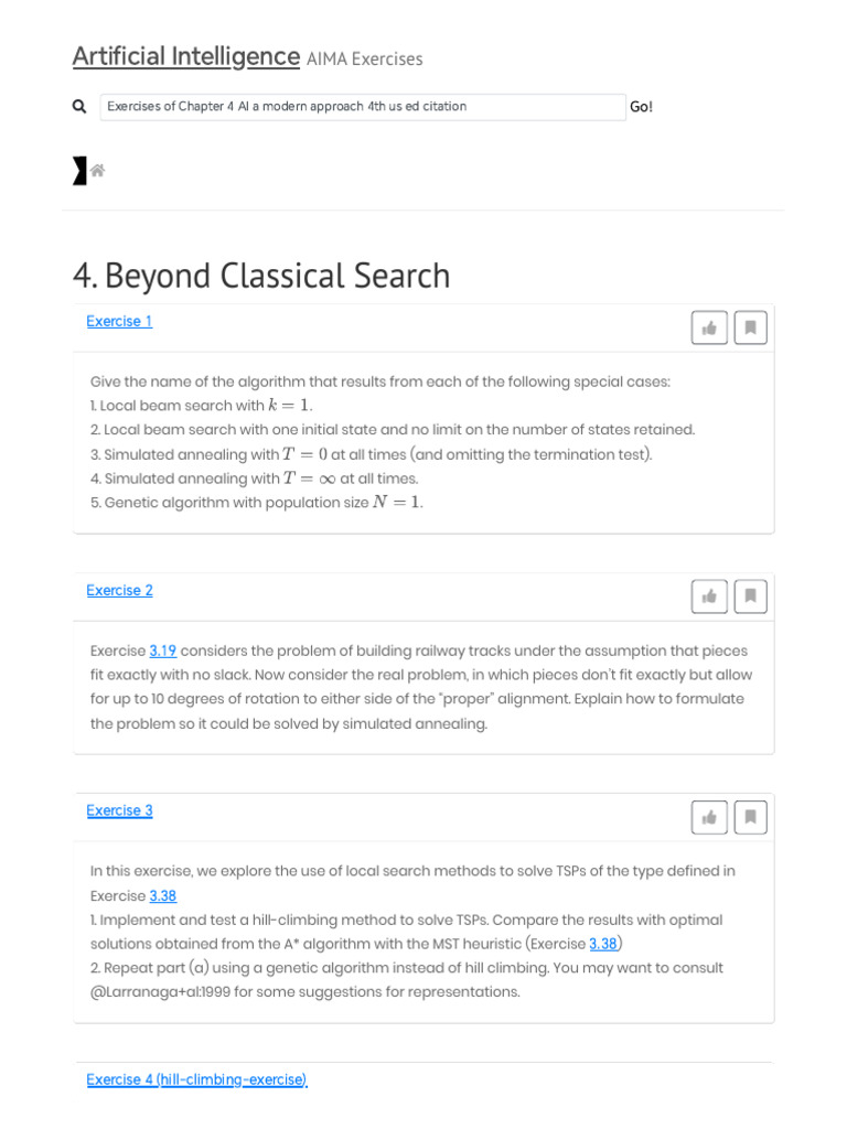 Beyond Classical Search AIMA Exercises | PDF | Mathematical ...