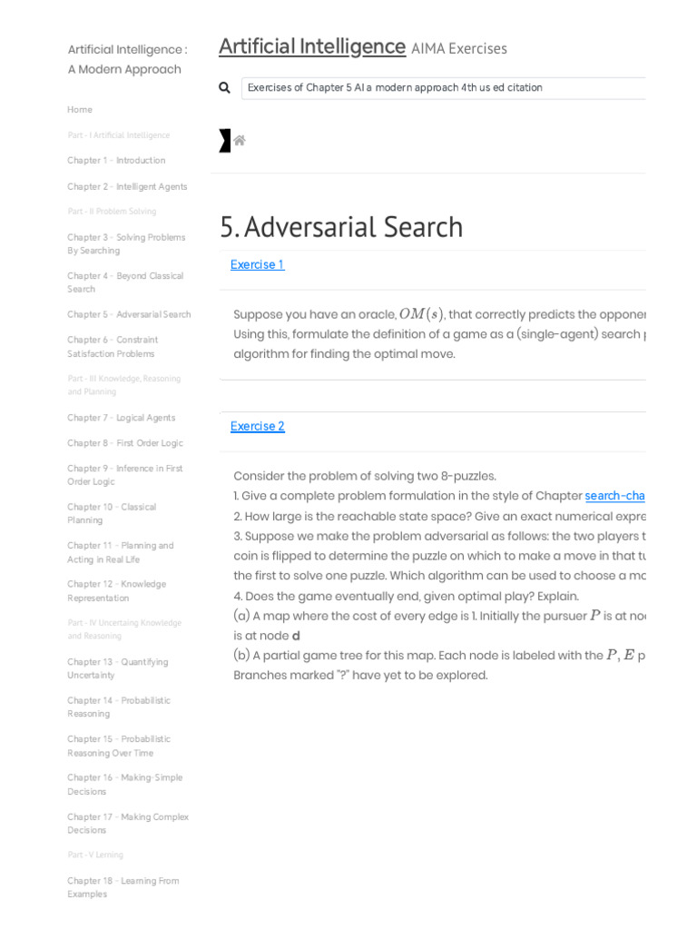 Adversarial Search AIMA Exercises | PDF | Artificial Intelligence | Intelligence (AI) & Semantics