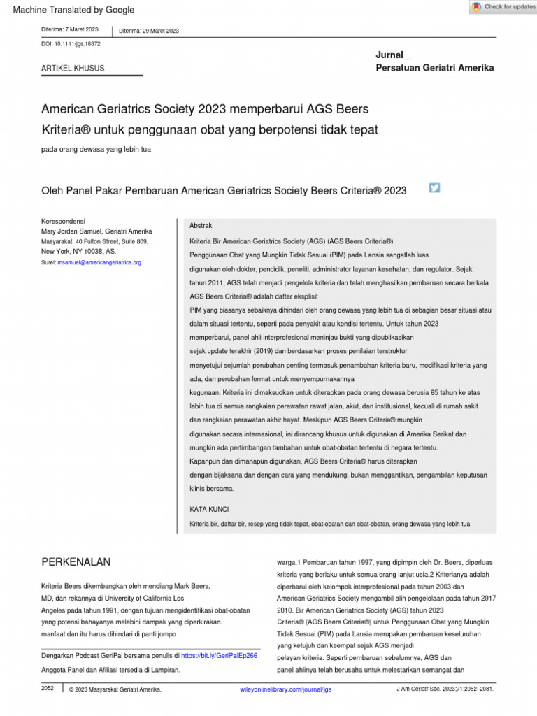 J American Geriatrics Society - 2023 - American Geriatrics Society 2023 Updated AGS Beers ...