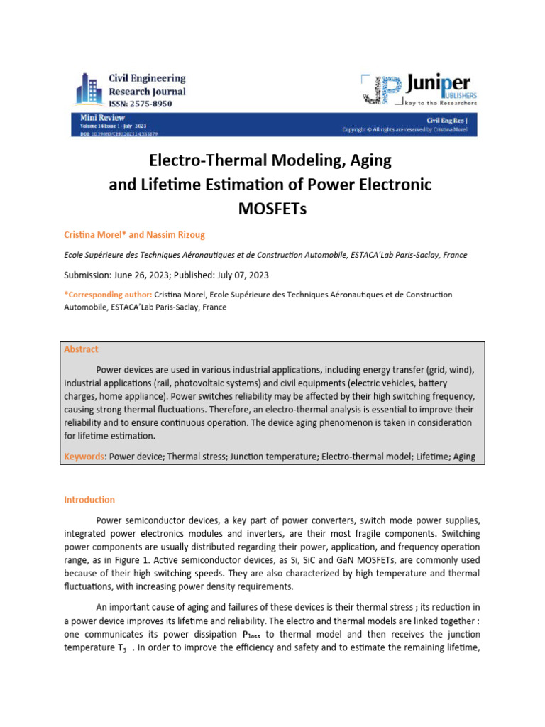 Electro-Thermal Modeling, Aging and Lifetime Estimation of Power ...