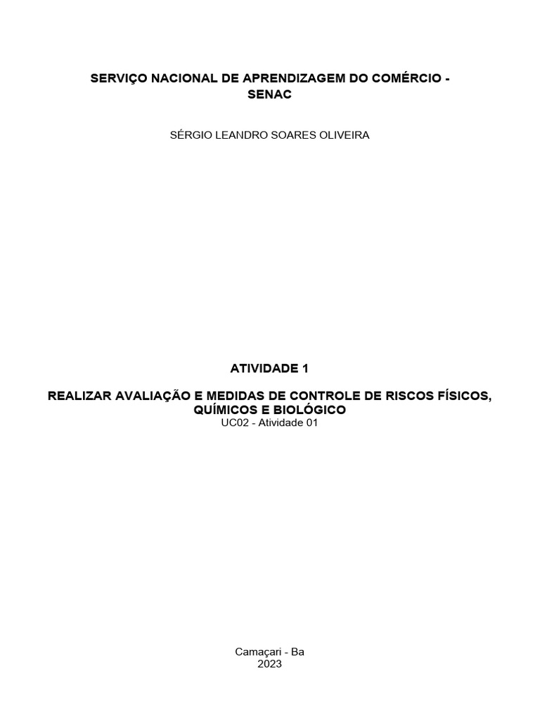 SÉRGIO LEANDRO SOARES OLIVEIRA - Atividade1 - UC02 - Rev 01 | PDF