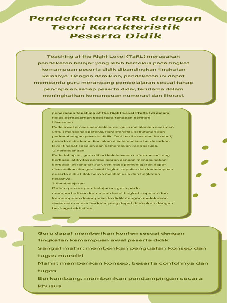 Pendekatan TaRL Dengan Teori Karakteristik Peserta Didik | PDF | Karier & Perkembangan ...