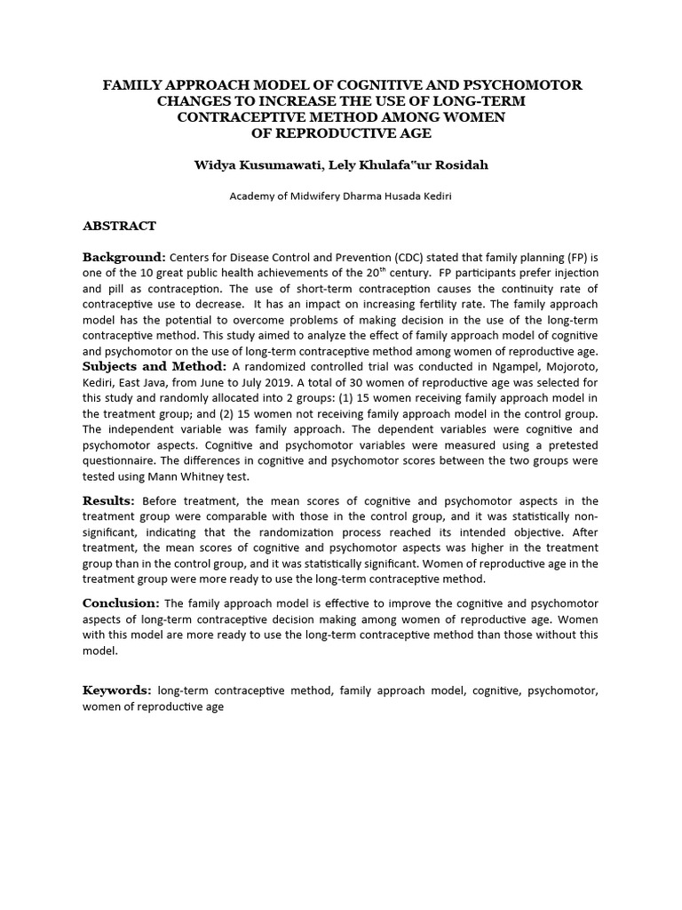 Proceeding FAMILY APPROACH MODEL OF COGNITIVE AND PSYCHOMOTOR | PDF ...