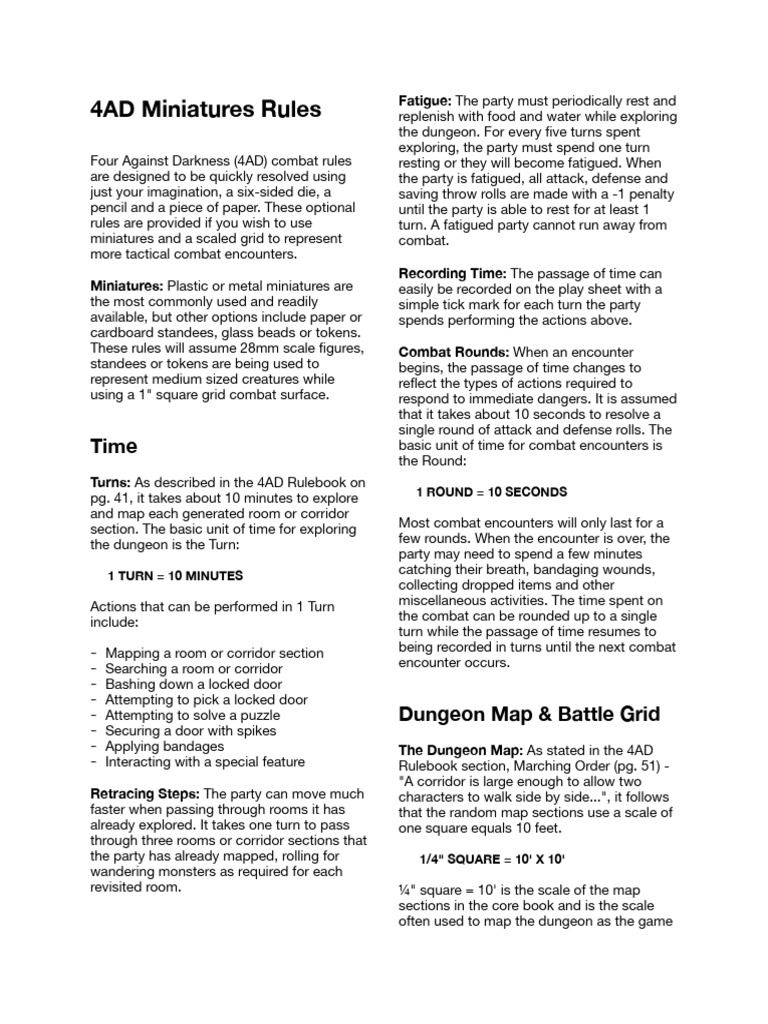 4AD Miniatures Rules.1.1 | PDF