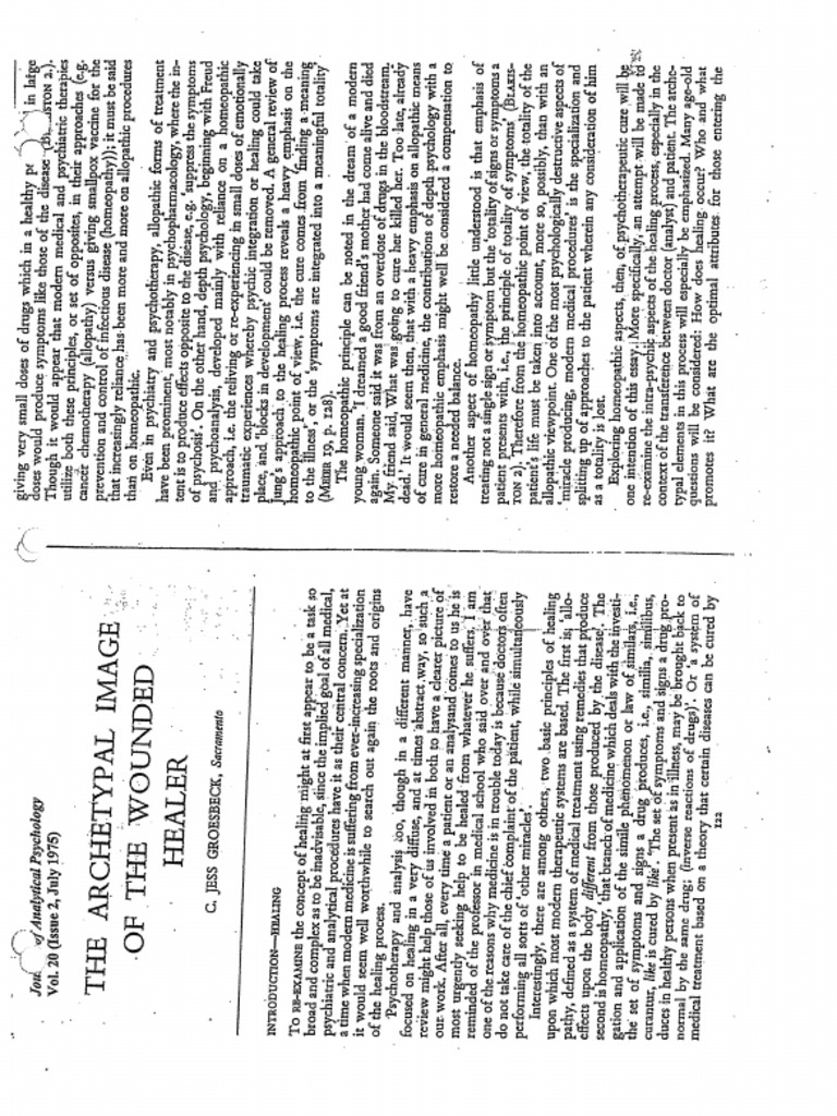 The Archetypal Image of The Wounded Healer | PDF