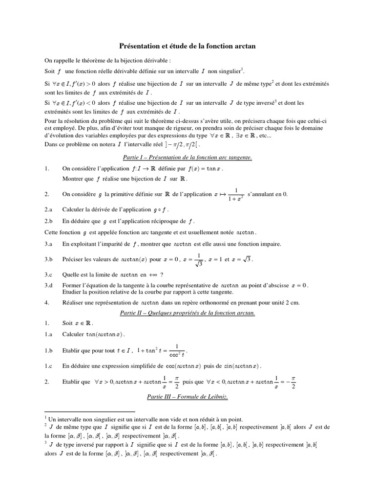 Étude et Propriétés de la Fonction Arctan | PDF | Mathématiques ...