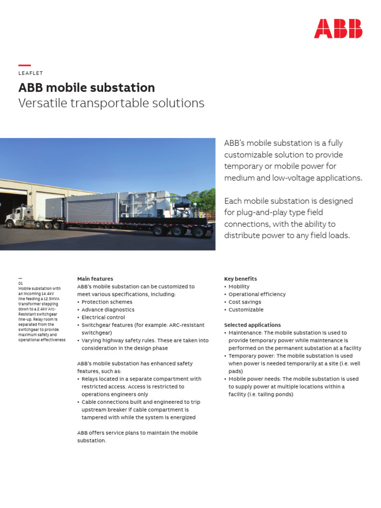 ABB Mobile Substation FINAL | PDF | Electrical Substation | Power ...