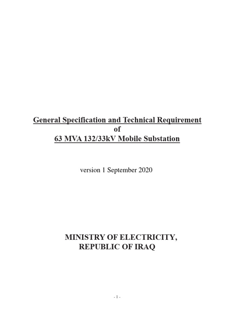 Mobile SS 132-33KV 63MVA - September 2020 | PDF | Transformer | Electrical Substation
