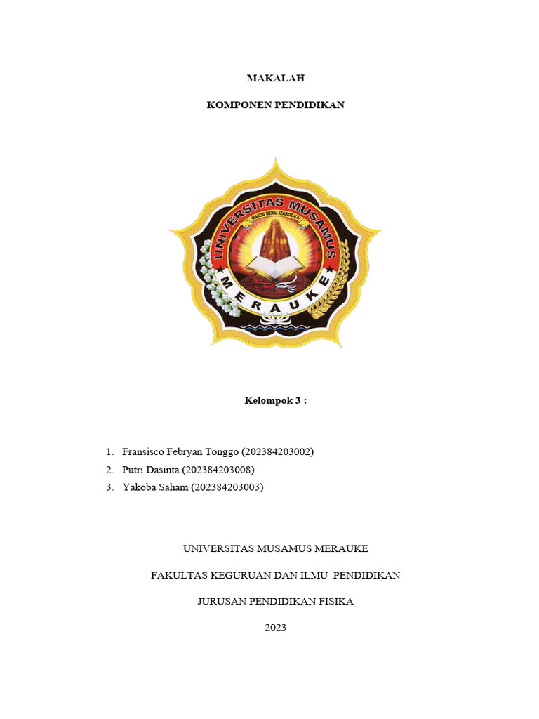 Makalah Komponen Pendidikan | PDF
