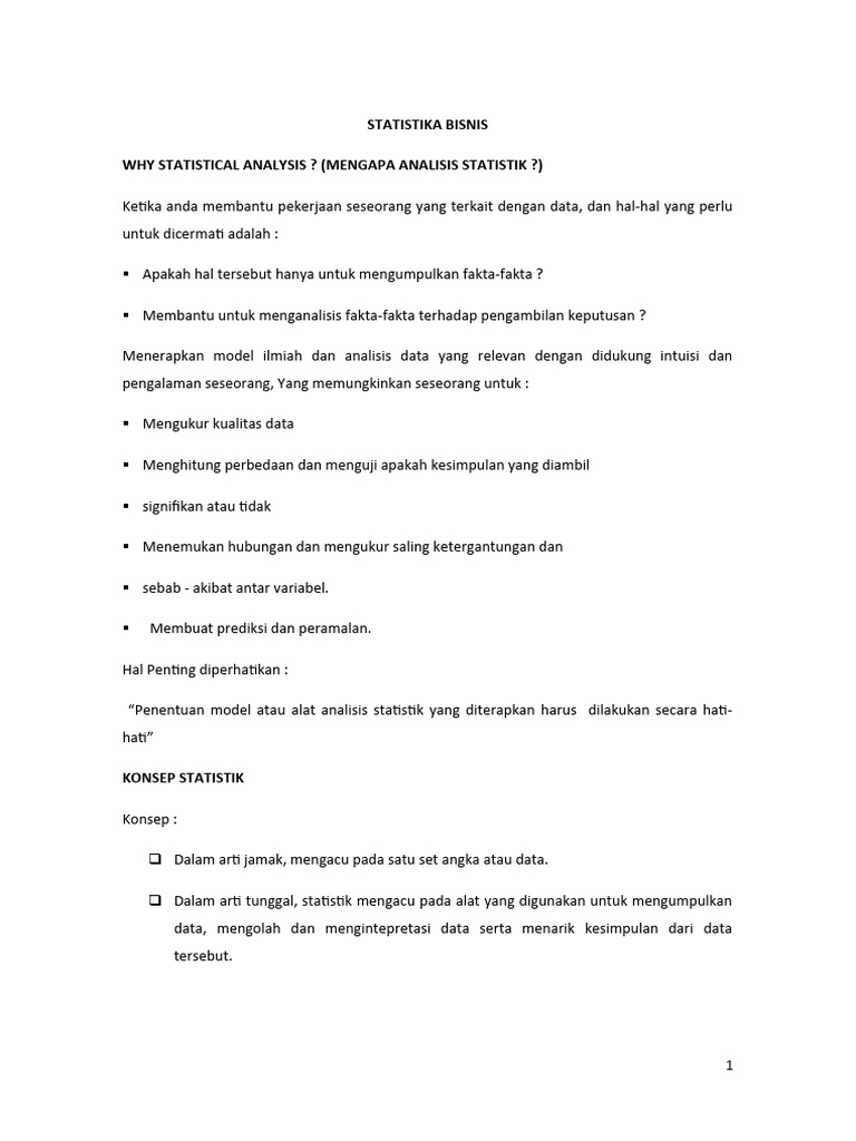 Analisis Statistik untuk Bisnis dan Data | PDF | Karier & Perkembangan ...