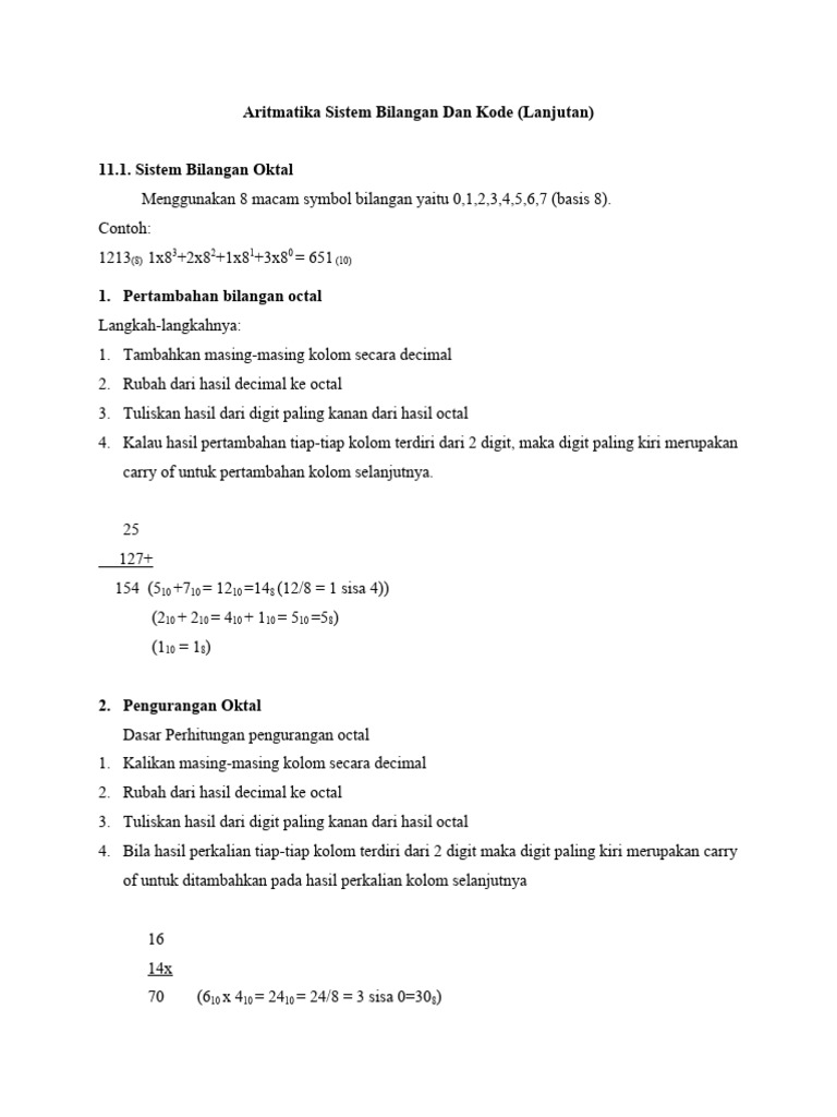 Aritmatika Sistem Bilangan Dan Kode Lanjutan | PDF