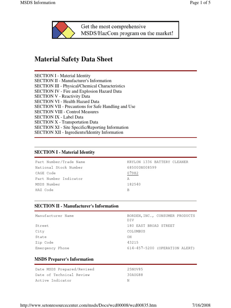 Msds Krylon Pdf Water Personal Protective Equipment