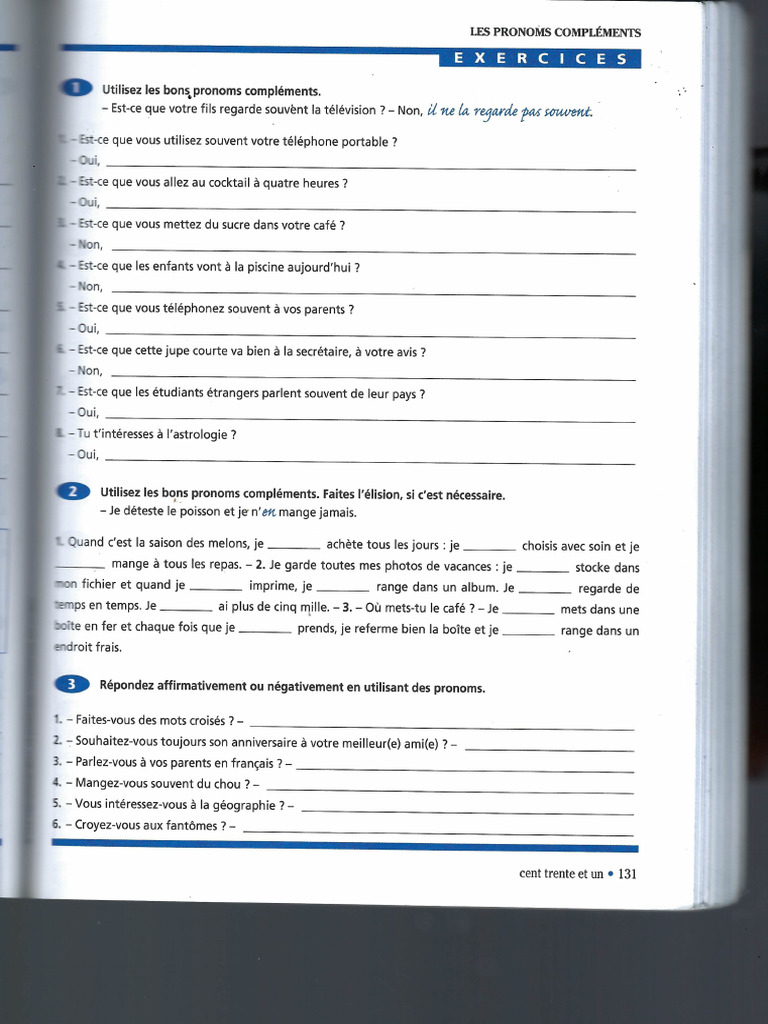 Pronoms Exercices 2 | PDF