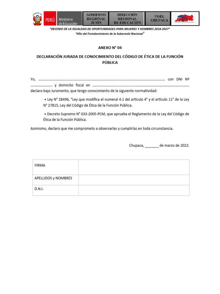 Anexo N° 04 - CODIGO ETICA | PDF