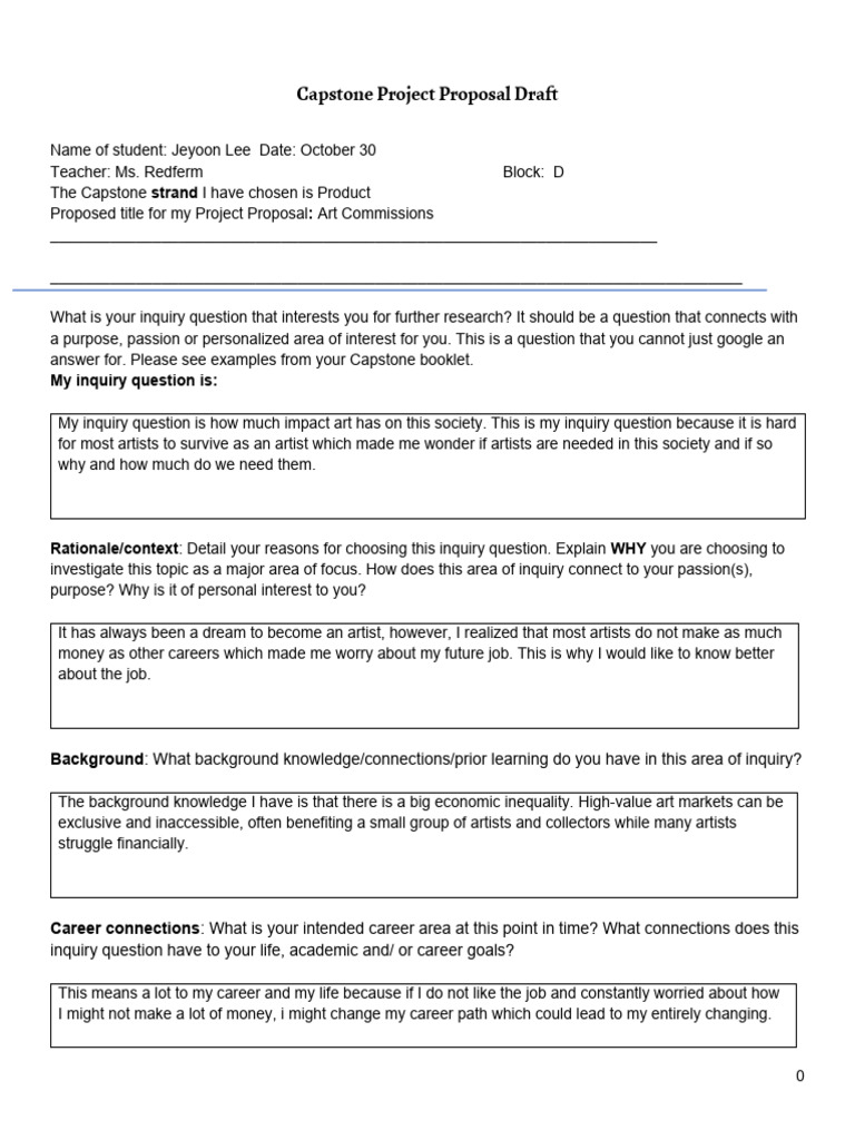 edited - capstone project proposal draft student fillable 1 | PDF ...