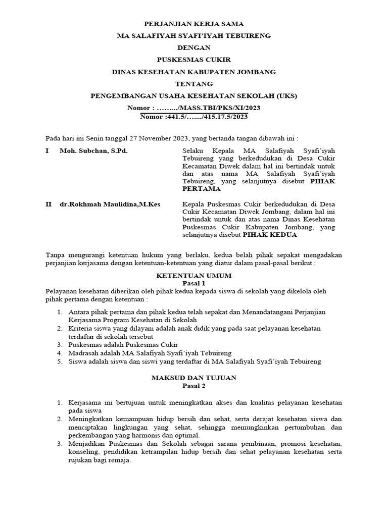 Mou Puskesmas Cukir | PDF