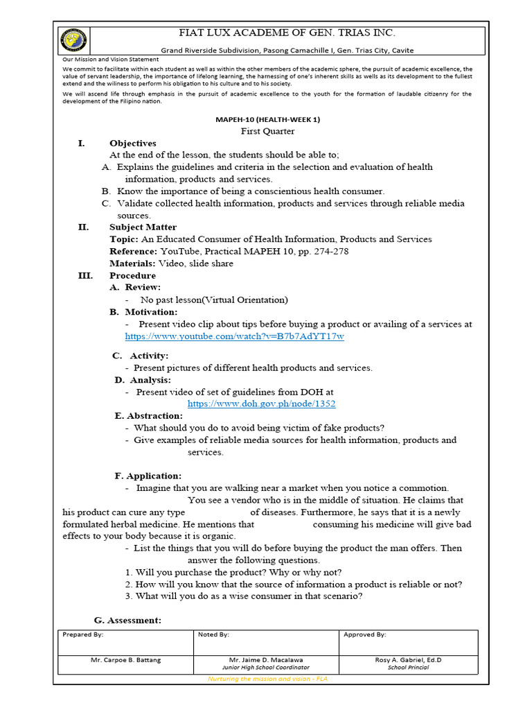 Health 10-W1 - Q1 - LP | PDF | Cognition | Cognitive Science
