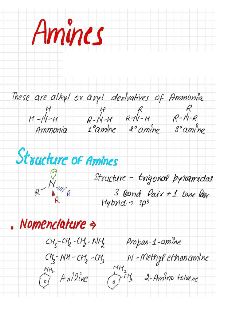 Amines Hand Written Notes | PDF