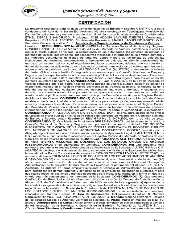 2 SPV No.427 31 05 2021 ALUTECH | PDF | Bolsa | Bolsa de Valores