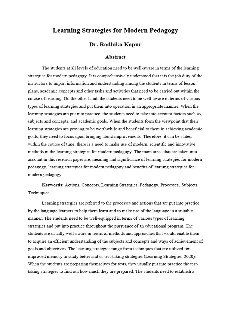 Learning Strategiesfor Modern Pedagogy V | PDF | Learning | Pedagogy