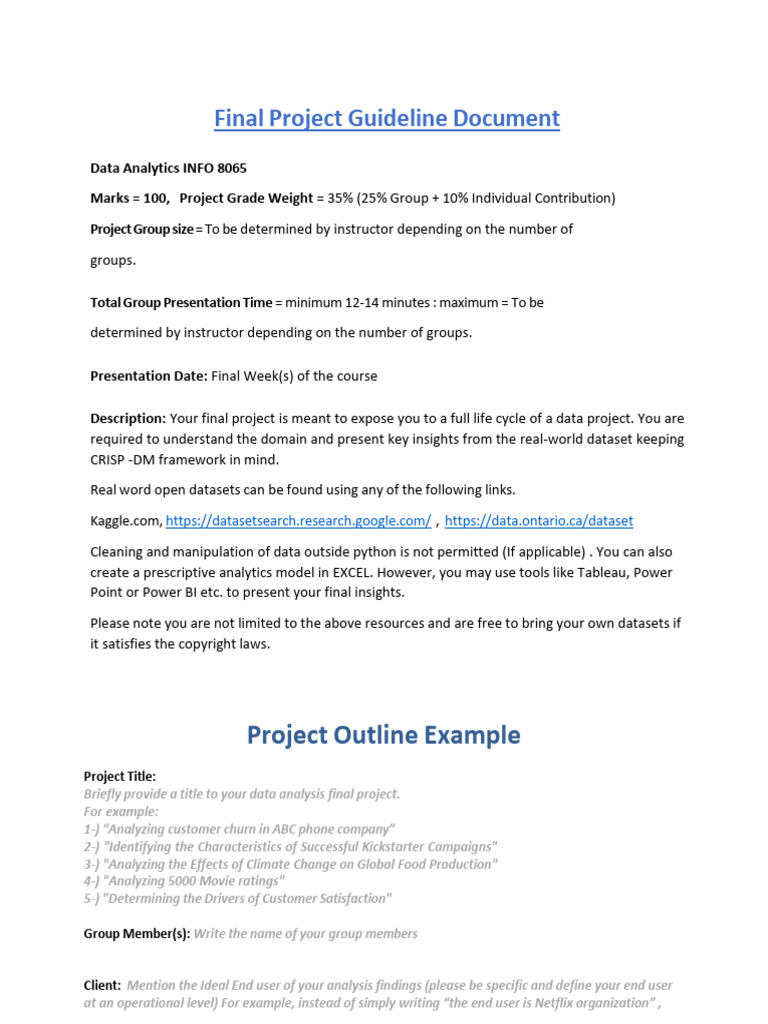 INFO 8065 Final Project Instructions | PDF | Analytics | Data Analysis