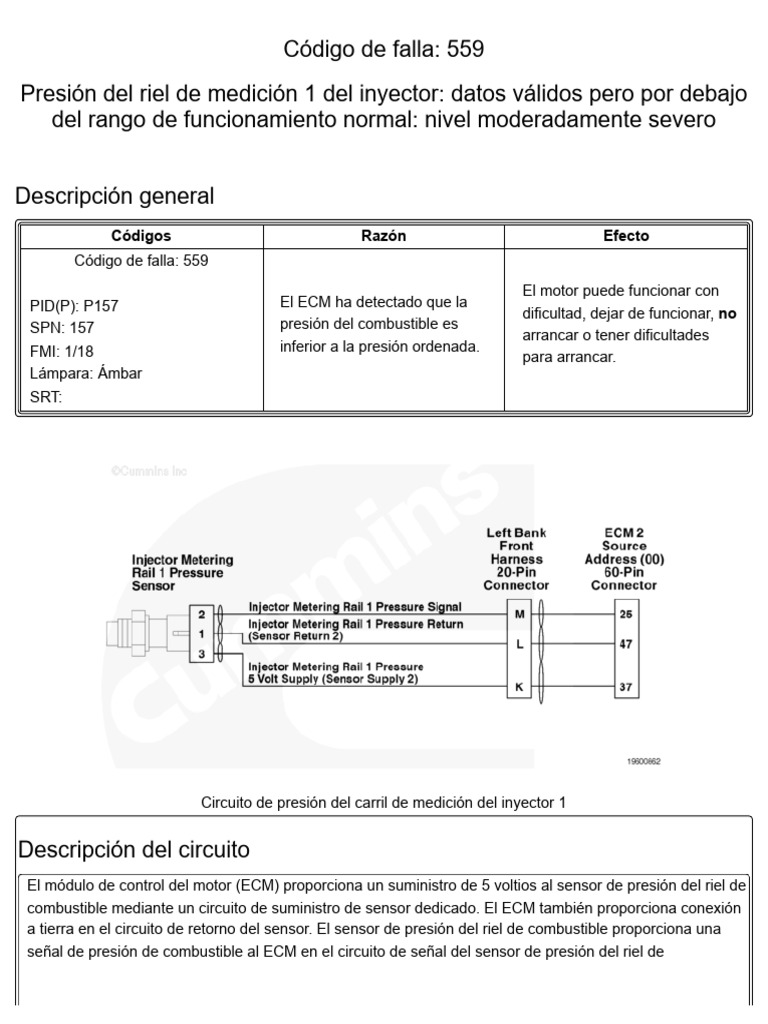 Presión Del Riel de Medición 1 Del Inyector - Datos Válidos Pero Por Debajo Del Rango de ...
