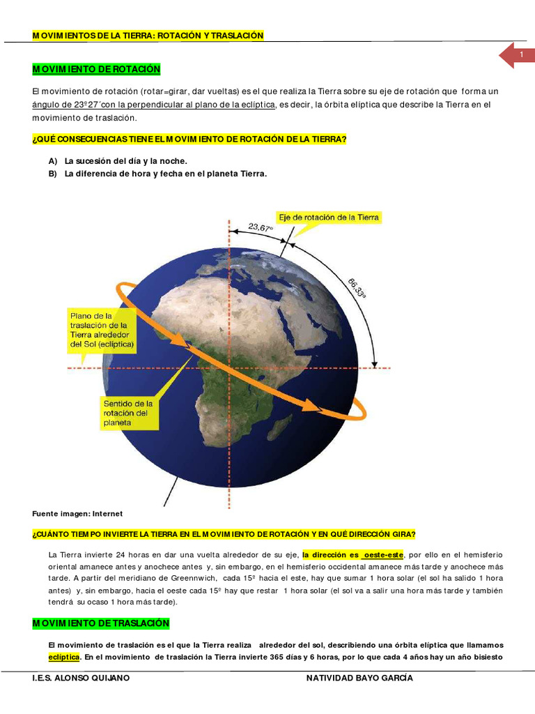 Movimientos de La Tierra Rotacion y Tras | PDF | Invierno | Sistema solar