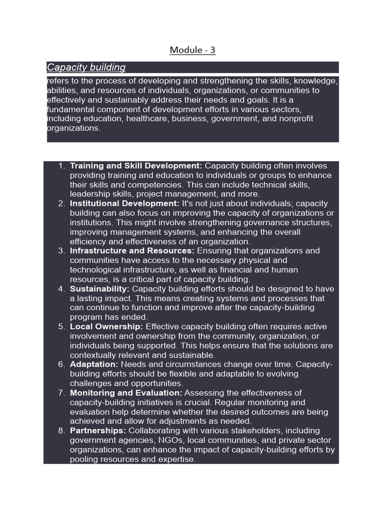 Capacity Building: Module - 3 | PDF | Capacity Building | Disaster Risk ...