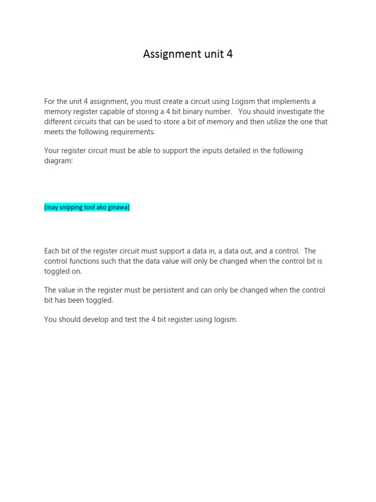 Assignment unit 4_with answer | PDF | Bit | Computer Engineering