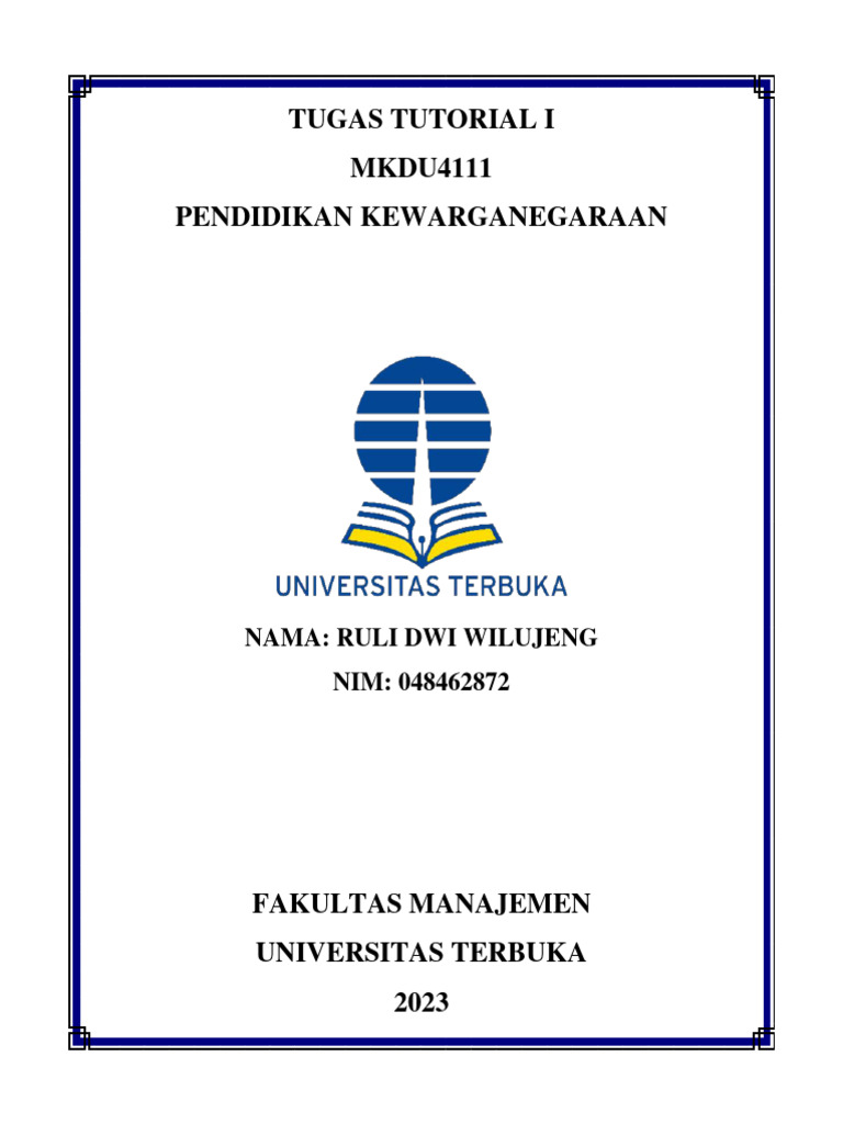 TUGAS TUTORIAL I MKDU4111 Pendidikan Kewarganegaraan | PDF