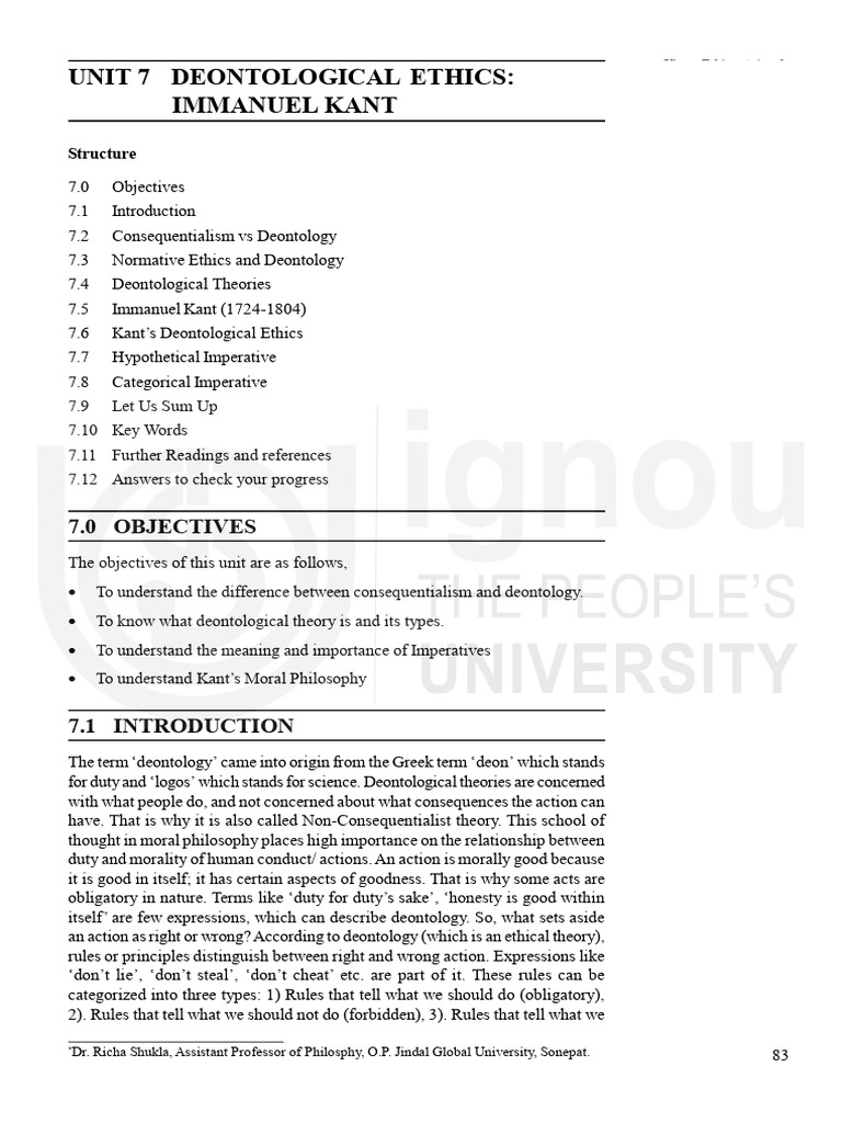 Deontological Ethics | PDF | Immanuel Kant | Morality
