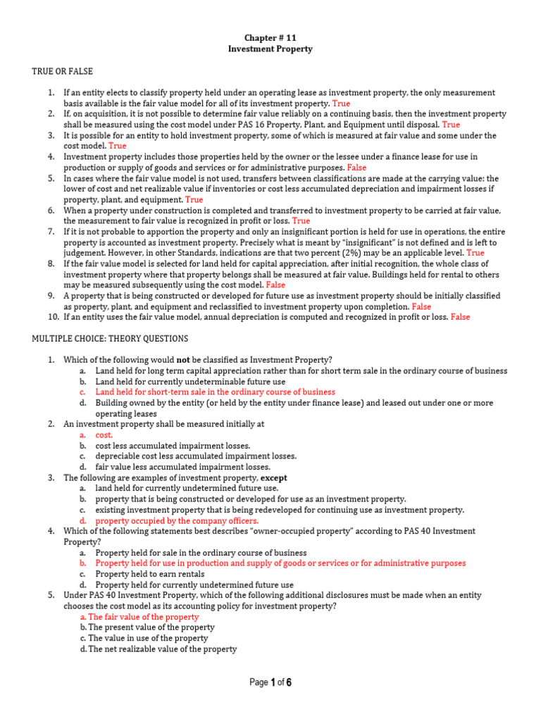11 Chapter 11 Investment Property | PDF | Fair Value | Investing