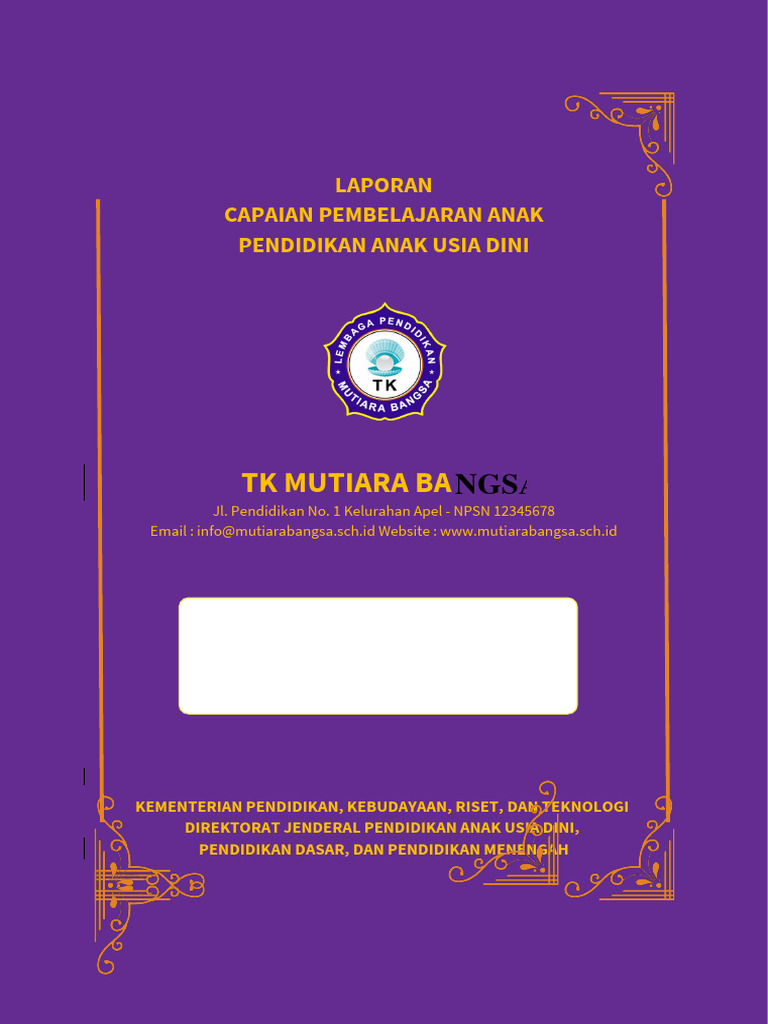 Cover Rapor PAUD | PDF