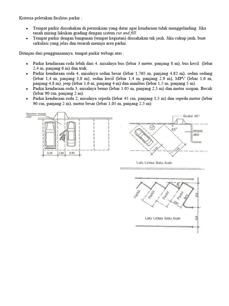 Kriteria Peletakan Fasilitas Parkir | PDF