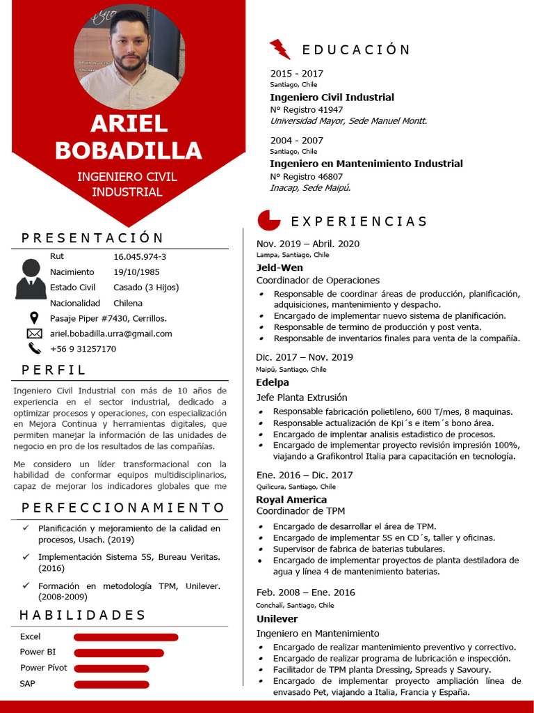 CV Ariel Bobadilla | PDF | Santiago | Ingeniería