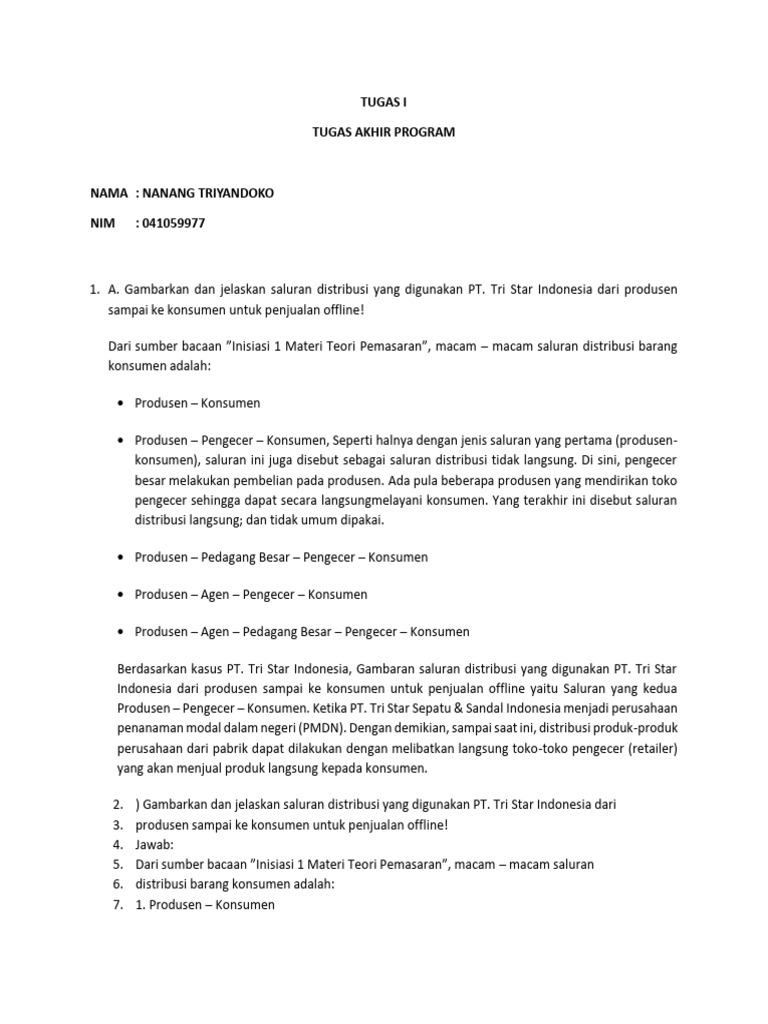 TUGAS I Tugas Akhir Program | PDF