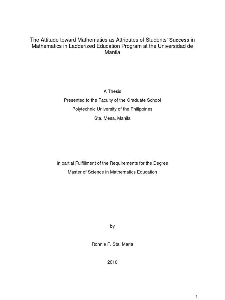 The Performance and Attitude Towards Mathematics of Students in ...